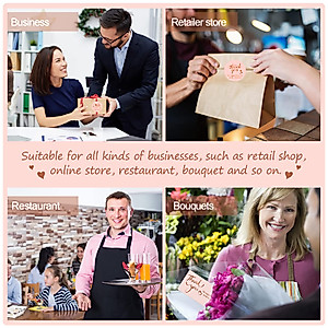 600PCS Thank You Cards and Stickers, Gold Foil Pink Thank You Business Greeting Cards 1.5 Inch Thank You for Supporting My Small Business Stickers for Online Retail Shop Package Inserts