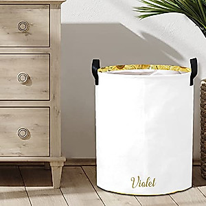 Floral Crown Princess Sunflower Personalized Laundry Basket Hamper,Collapsible Storage Baskets with Handles for Kids Room,Clothes, Nursery Decor