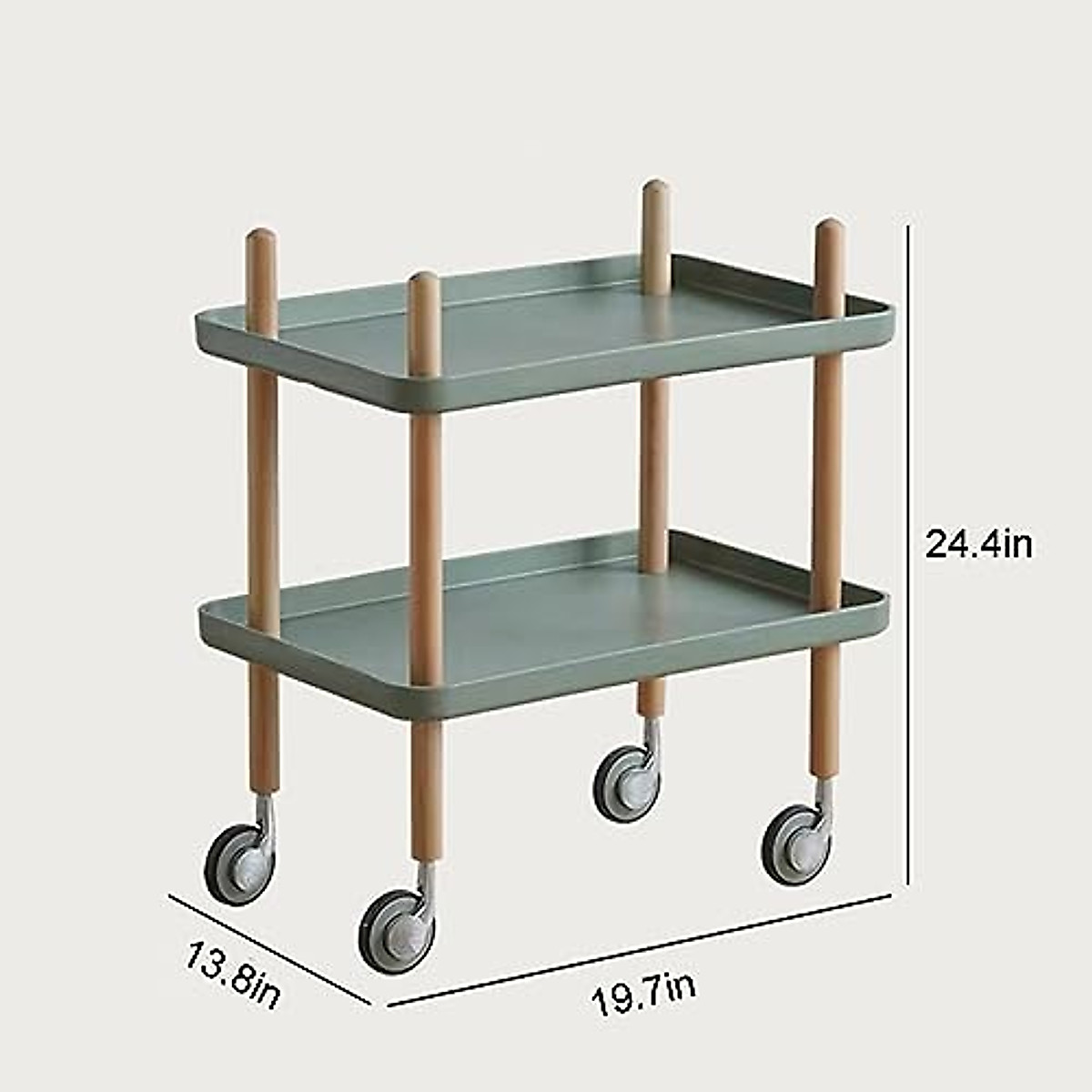 POCHY Multipurpose Catering Trolley Movable Serving Cart Kitchen Trolley Kitchen Rolling Storage Cart Universal Wheel Beech Bracket PP Tray Load 25Kg (Color : White, Size : 19.7x13.8x24.4in)