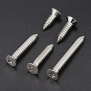 RoyceMart #10 x 3/4" (100 pcs) Stainless Flat Head Phillips Drive Sheet Metal Tek Screws, 304 (18-8) Stainless Steel Screw for Wood, Countersunk Head Wood Screw, Self Tapping Screws