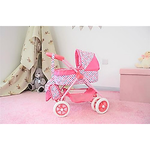 Kookamunga Kids Unicorn Reversible Doll Pram with Diaper Bag. for Kids Aged 3+ Fits Dolls up to 18". Doll not Included.