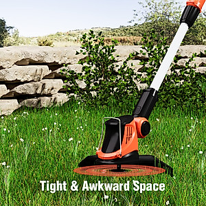 AIVOLT Cordless Weed Trimmer, 20V String Trimmer Battery Powered 2 in 1 Brushless Weed Wacker/Edger Lawn Tool for Yard and Garden, Battery and Fast Charger Included