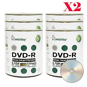 Smartbuy 1200-disc 4.7gb/120min 16x DVD-R Silver Inkjet Hub Printable Blank Recordable Media Disc
