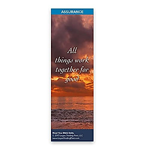 Christian Bookmark with Bible Verse, Pack of 25, Assurance Themed, All Things Work Together for Good, Romans 8:28