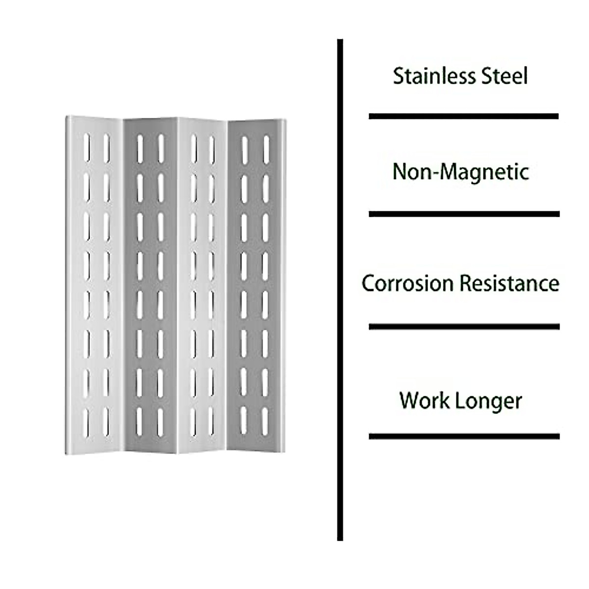 Damile Stainless Steel Grill Heat Plates Heat Shield Burner Cover Flame Tamer, Vaporizer Plate BBQ Gas Grill Replacement Parts for Solaire 27XL Grills, 15”x 10”x 1 5/16”, 2-Pack