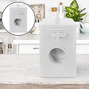 Angoily Metal Rice Storage Container Rice Canister with Lid Cereal Containers Dispenser Sealed Food Storage Container for Cereal Beans Pet Food White