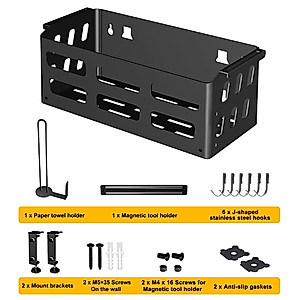 Griddle Caddy for Blackstone Griddle Accessories, Space Saving Storage Caddy for Blackstone 28"/36" Griddles/Weber Grill, BBQ Accessories Storage Box with Magnetic Tool Holder & Paper Towel Holder