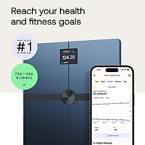 Withings Body+ Smart Wi-Fi bathroom scale - Scale for Body Weight - Digital Scale and Smart Monitor Incl. Body Composition Scales with Body Fat and Weight loss management, body scale