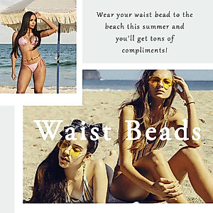 ELABEST 50inch Plus Size African Waist Beads Stone Belly Chain Non-Stretching Tie-on Bead Body Jewelry Accessories for Women and Girls (YZM-D4#)