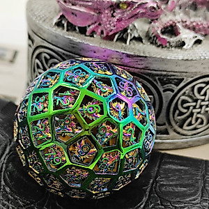 DND Dice Set D100 Polyhedral Metal Hollow RPG Dungeons and Dragons Pathfinder MTG D&D Board Game Dice Accessories and Digital Teaching with Black Leather Bag-Colorful