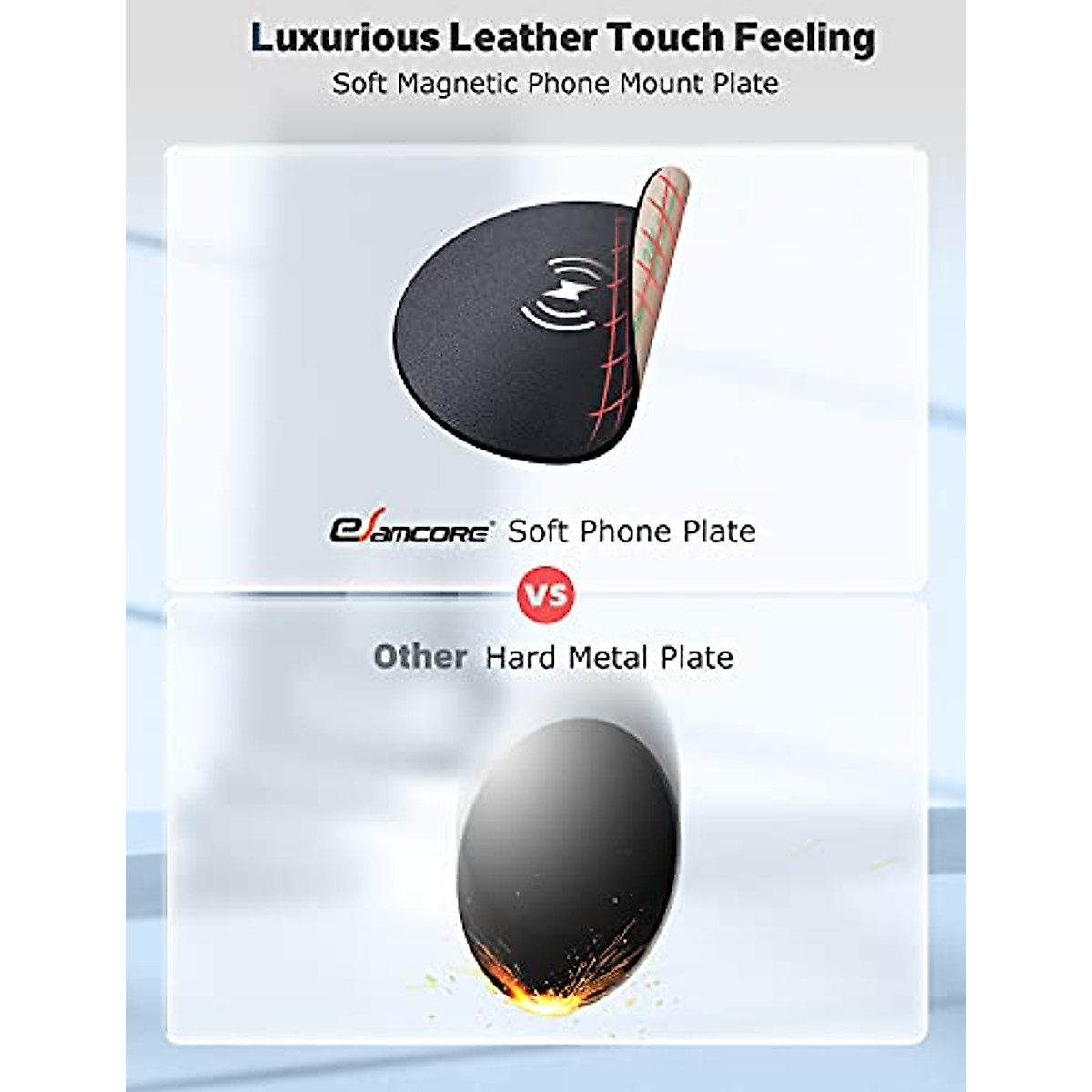 eSamcore Magnetic Phone Mount Metal Plate, Wireless Charging Compatible Phone Magnet Sticker for Magnetic Phone Holder for Car [Round Medium Size] [2.1 inch Diameter] [2-Pack]