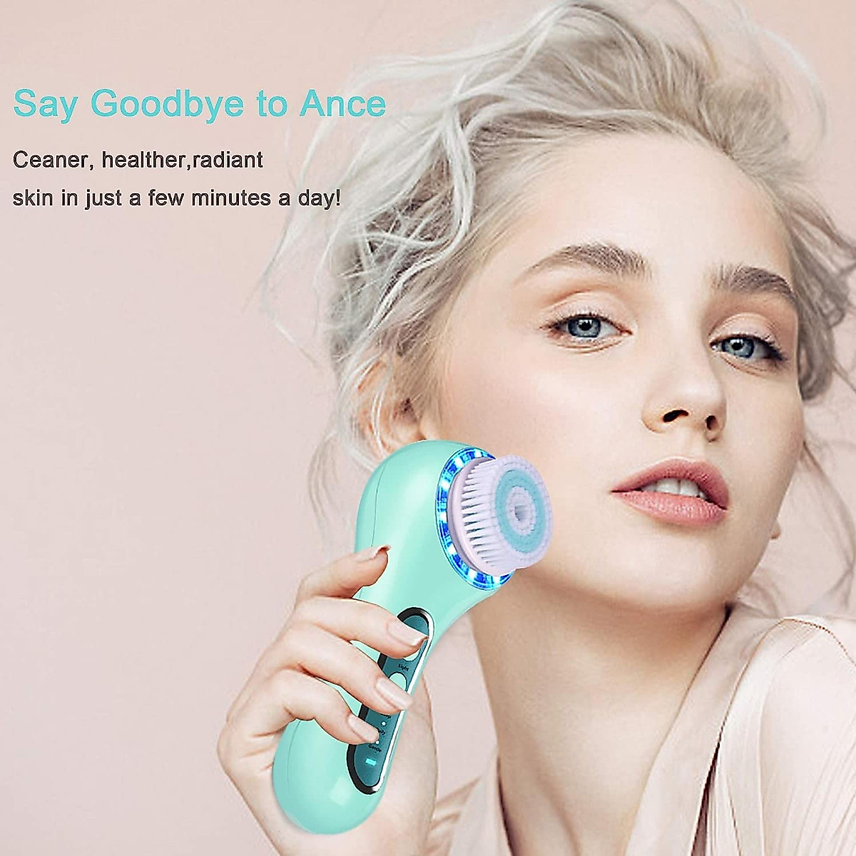 UMICKOO Face Scrubber Exfoliator,Facial Cleansing Brush Rechargeable IPX7 Waterproof with 5 Brush Heads,Electric Face Spin Brush for Exfoliating, Massaging and Deep Cleansing