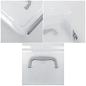 Sandmovie Small Plastic Storage Bin, Clear Storage Latch Box with Lids, 6 Packs