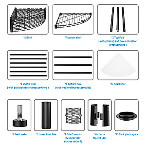 NSF 6-Tier Metal Corner Shelf Wire Shelving Unit - 420 lbs Capacity, Adjustable, with leveling feet & Waterproof Shelf Liners - Ideal for Garage, Kitchen, and More - 72" H x 18" L x 18" D - Black
