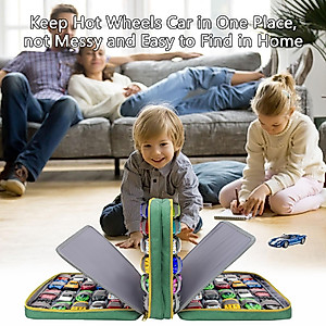 KISLANE 96 Toy Cars Storage Case Compatible with Toy Cars, Toy Cars Organizer Storage for Mini Toys, Toy Cars Car, Matchbox Cars, Small Dolls(Bag Only) (Green)