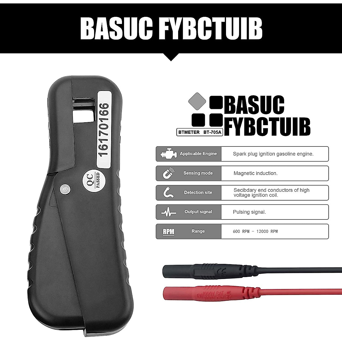 BTMETER BT-705A Signal Pick-up Inductive Clamp Lead, Measure Tach Range 600 RPM ~ 12000 RPM