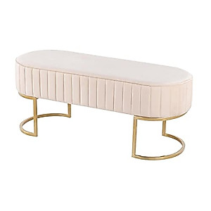 Demi Pleated Bench, Velvet Upholstered Bench, Bench for Entryway, Bed Bench for Bedroom, Dining Bench