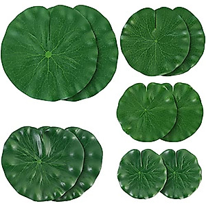 AIQINHU Artificial Lily Pads for Pond, 10 Pcs 5 Sizes Realistic Floating Foam Lotus Leaves, Large Beautiful Lifelike Lily Pads Leaves for Pond Pool Fountain Garden Decoration