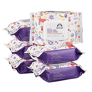 Amazon Brand - Mama Bear Saline Nose and Face Baby Wipes, Hypoallergenic, Unscented, 180 Count (6 Packs of 30)