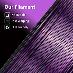 Kingroon PLA 3D Printer Filament, Dual Color Silk PLA Filament, Dimensional Accuracy +/- 0.03 mm, 1kg Spool(2.2lbs), 1.75 mm, Black Purple