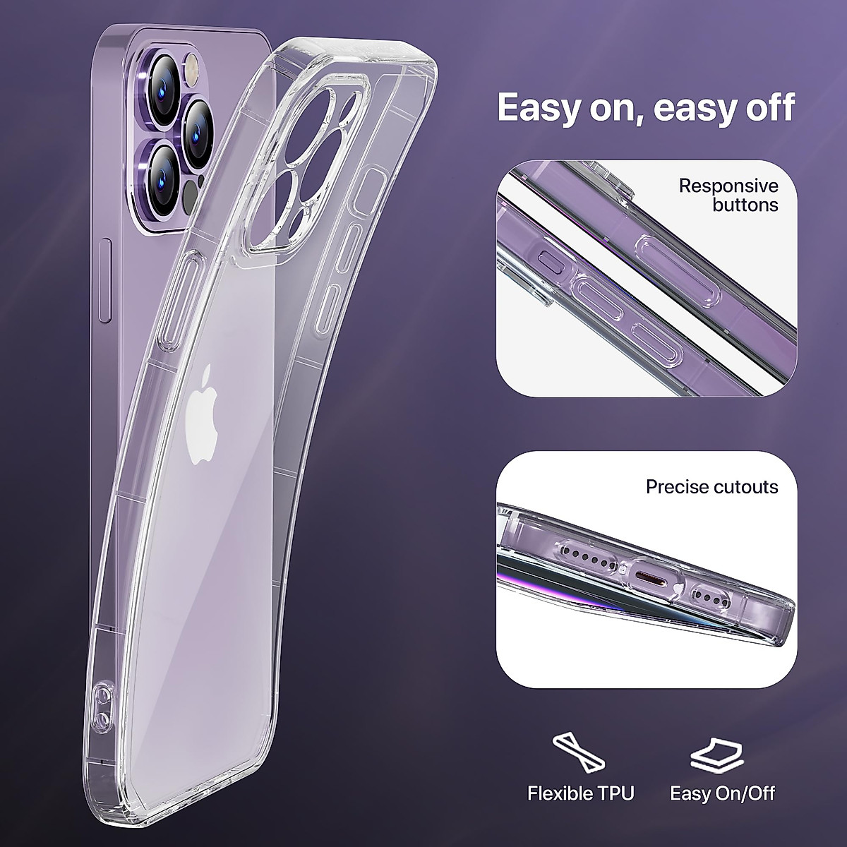 GANSBOL Transparent iPhone 13 Pro Max Case, Crystal Clarity, Military-Grade dropproof, Soft Thin Shockproof Protective Cover iPhone 13 Pro Max Clear Case - 6.7 inch