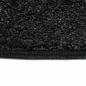 Flame 4' Half Round Polyester Fireplace Rug - Black