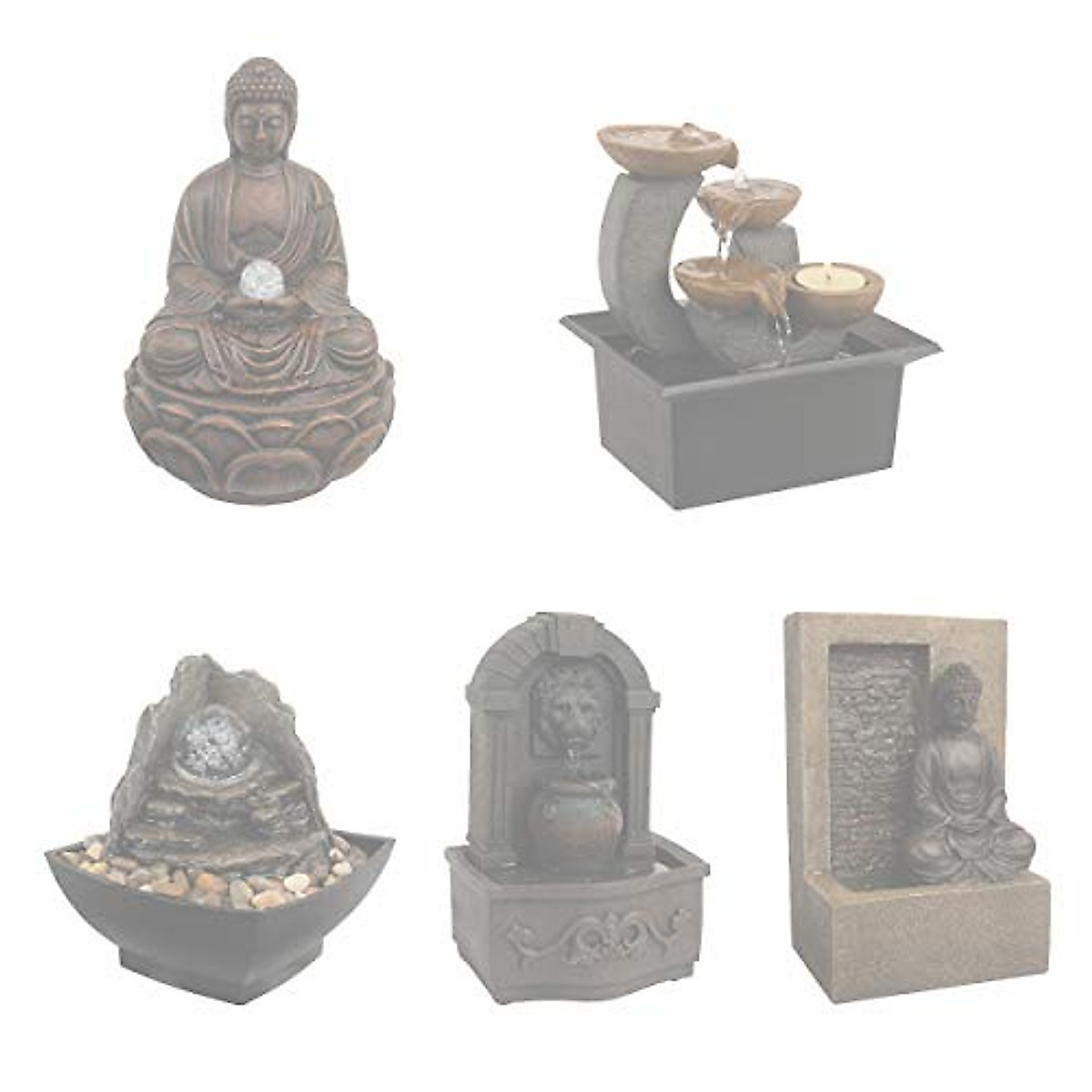 Tabletop Water Fountain - 3-Tier 7-Inch Indoor Waterfall with Candle Holder, Electric Pump, and Soothing Sounds for Home Decor by Pure Garden (Black)