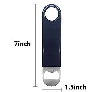 3 Pack Heavy Duty Stainless Steel Flat Bottle Opener, Solid and Durable Beer Openers, 7 inches Red, Black, Blue