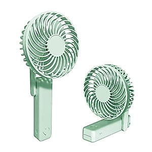 IQeer Battery Operated Portable Fan, Mini Rechargeable Handheld Fan,Small Foldable Fan,Quiet but Powerful Desk Fan Up to 10 hrs Operated Makeup Eyelash Fan for Kids Women Outdoor Travelling(Green)