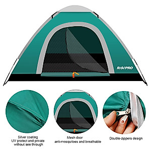 RISEPRO Portable Camping Tent, 2 Person Lightweight Tent,Waterproof Windproof, UV Protection, Perfect for Beach, Outdoor, Traveling,Hiking,Camping, Hunting, Fishing, etc CT2020G