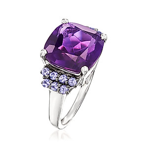 Ross-Simons 5.50 Carat Amethyst and .40 ct. t.w. Tanzanite Ring in Sterling Silver. Size 7