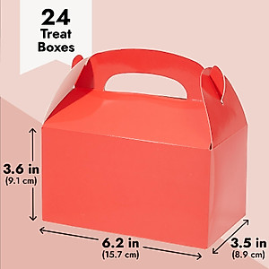 Juvale 24 Pack Red Gable Boxes for Candy, Goodie Gift Box with Handles for Treats (6.2 x 3.5 x 3.6 In)
