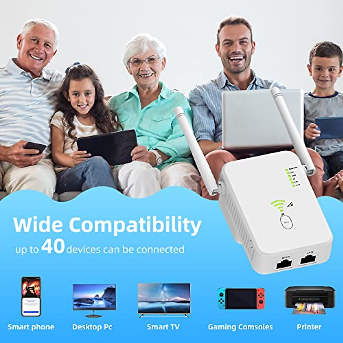 2023 WiFi Extender,WiFi Extenders Signal Booster for Home Covers Up to 8000 Sq.ft and 40 Devices,1.2Gbps Dual Band 2.4G/5G WiFi Range Extender WiFi Booster and Signal Amplifier