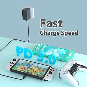 Switch Charger for Nintendo Switch, AC Power Adapter with 5Ft Charger Cable/Power Cord for Nintendo Switch and OLED and Switch Lite-Fast Charge Switch Support TV Dock Mode