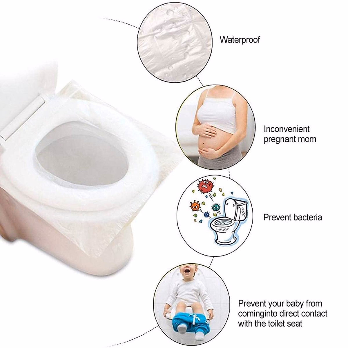 linmin 50 pcs Portable Pregnant Woman Toilet seat Travel Hotel Toilet seat Cover, Household Hygiene WC Individual Packaging Toilet Seat Cover