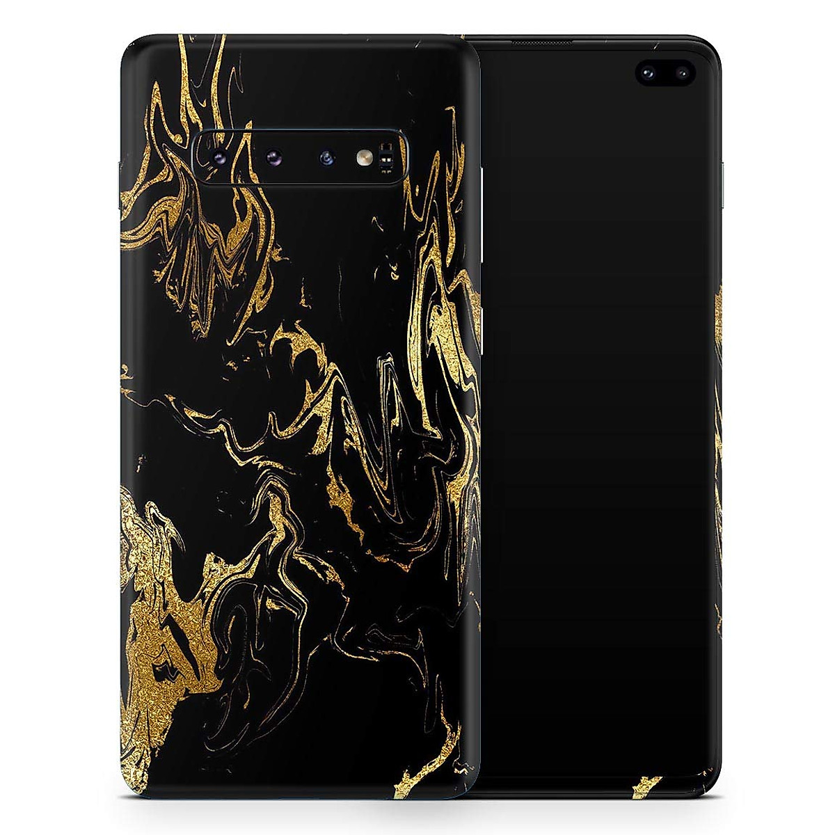 DesignSkinz Black & Gold Marble Swirl V1 Protective Vinyl Decal Wrap Skin Cover Compatible with The Samsung Galaxy S20 (Screen Trim & Back Glass Skin)
