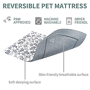 VANKEAN Dog Crate Pad Bed Mat Reversible (Warm & Cool), Soft Pet Sleeping Mat Dog Bed for Crate Suitable for Small to XX-Large Dogs and Cats, Machine Washable Crate Beds, Grey Stone Pattern