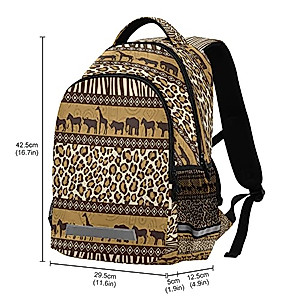 African Leopard Giraffe Animals Print Backpacks Travel Laptop Daypack School Book Bag for Men Women Teens Kids