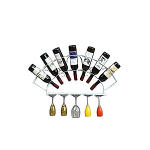 Stylish Simplicity Wine Rack Metal Wall-Mounted Stylish Simplicity Wine Rack and Glass Bracket European Wrought Iron Wall-Mounted Stylish Simplicity Wine Rack Wine Goblet Rack Display Stand White 56