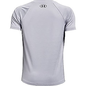 Under Armour boys Tech Split Logo Hybrid Short-Sleeve T-Shirt , Mod Gray (011)/Black , Youth Large