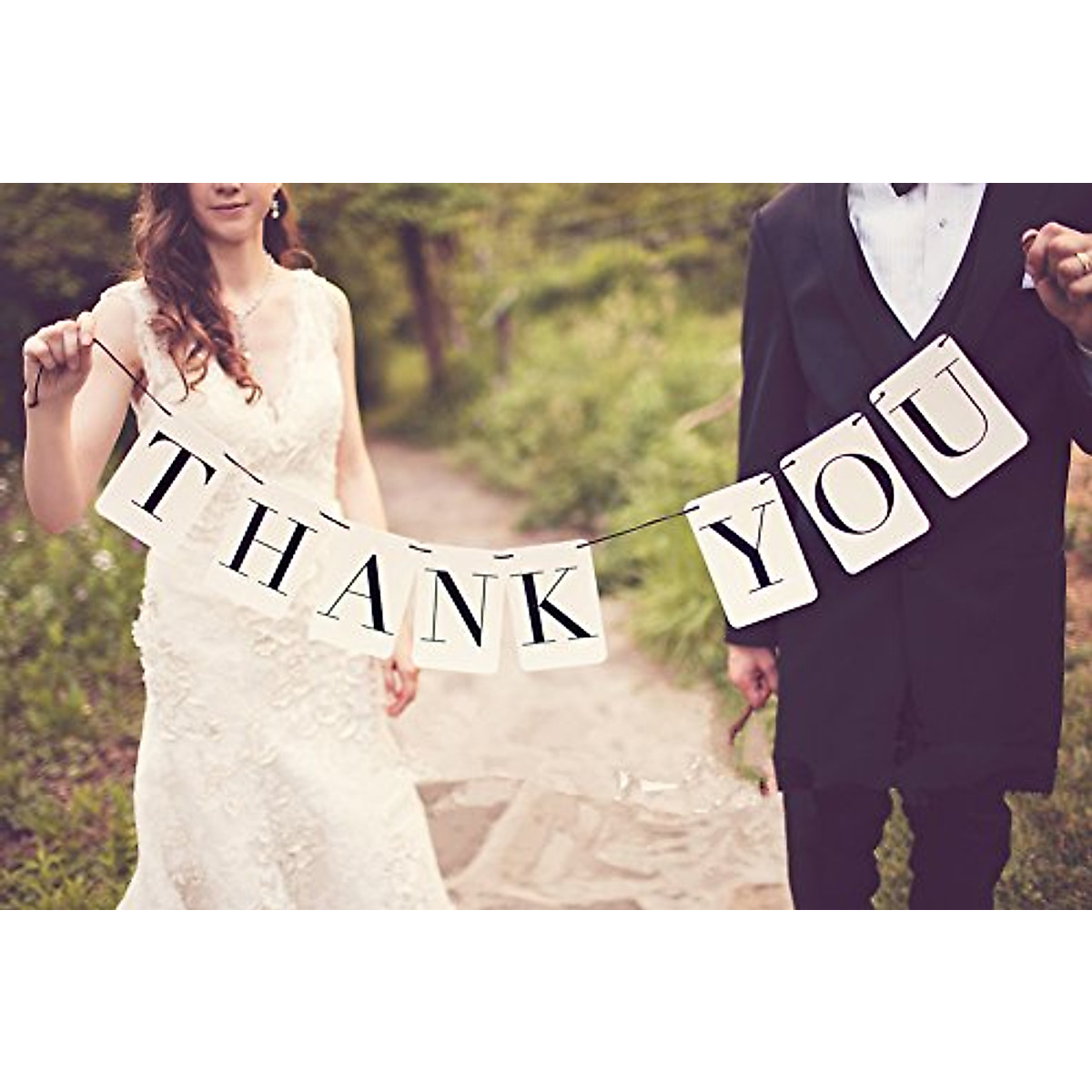 MXXGMYJ MagicW Thank You Banner Cards Baby Shower Bunting Wedding Banner Wedding Party Banner Garland Sign Photo Props Hanging Decor Wedding Party Decoration