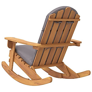 YPWRENH Outdoor Deck Rocking Chair Adirondack Rocking Chair with Cushions Solid Wood Acacia for Lawn, Garden, Swimming Pool