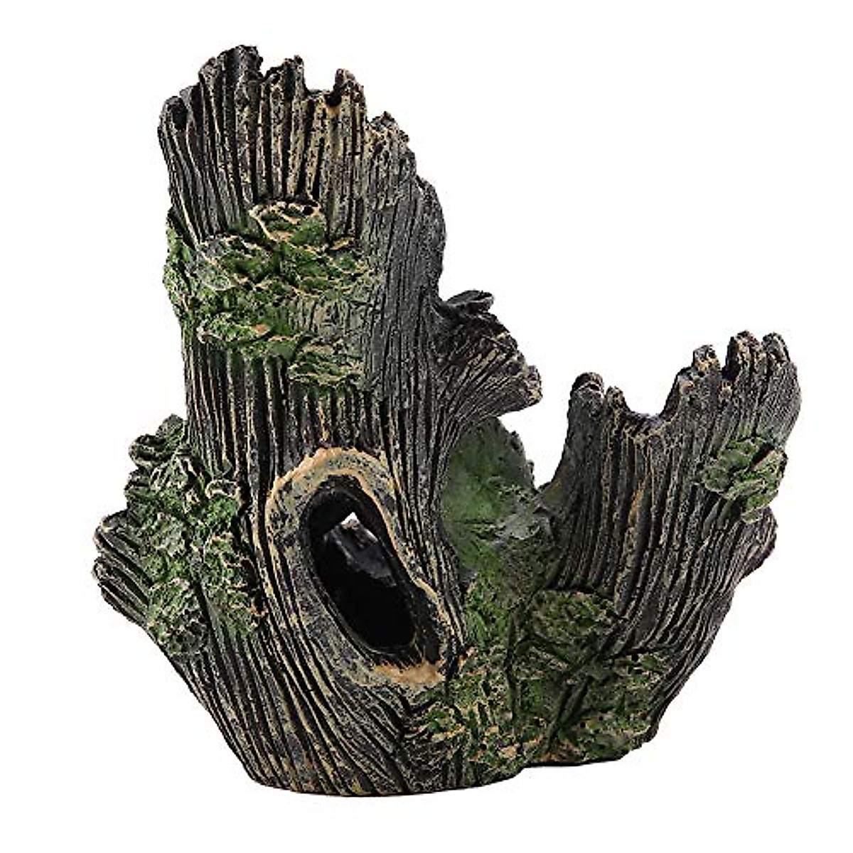 Aquarium Tree Trunk, Hollow Landscape Stump Wood House Resin Ornament Hideout Caves Rocks Decor Fish Tank Hole Stone Decoration Accessories Betta Cichlid Turtles Small Lizards Reptiles Amphibians