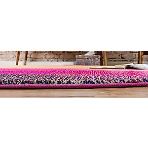 Unique Loom Estrella Collection, Gradient, Sunset, Abstract, Bright Colors Area Rug, 6' 1" x 6' 1", Pink/Gold