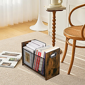 YINMIT Magazine Holder, Magazine Rack for Desktop and Home Office, Farmhouse File Storage Basket for Letters, Magazines, Books, Newspapers (Large)