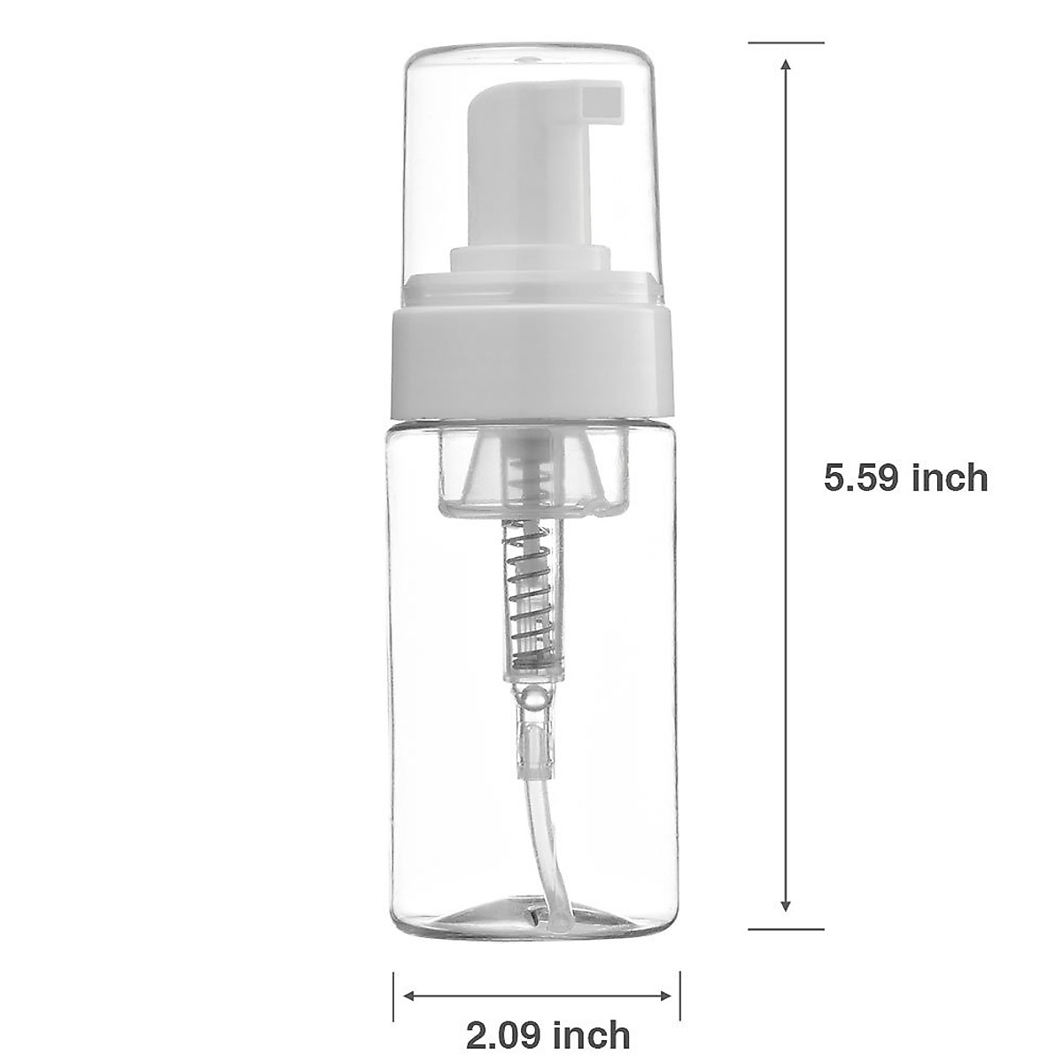 LONGWAY 3.4 Oz (100ML) Plastic Travel Foaming Soap Dispenser | Empty Foaming Liquid Soap Pump Bottles - for Refillable Castile Soap Dispenser - BPA Free (Pack of 6, Transparent)