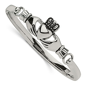 IceCarats Stainless Steel Vintage Heart Love Irish Claddagh Bangle Celtic Charm Bracelet Jewelry