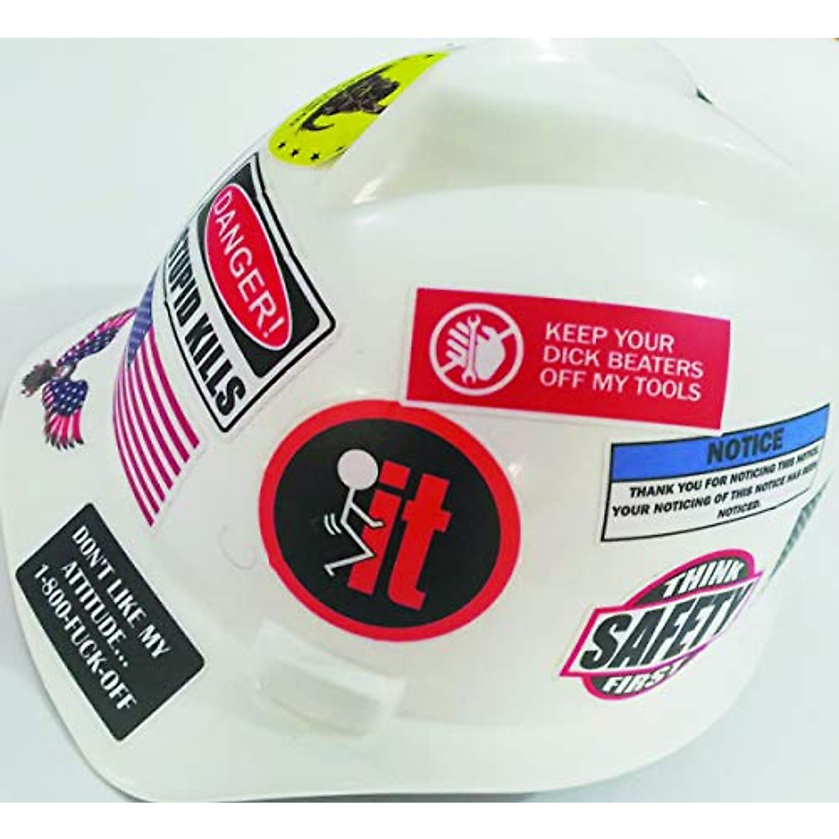 TreeArm Hard Hat Stickers Set of 32 Funny Water Proof Helmet Sticker and Decals with American Flag for Hard Hats Construction Helmet and Tool Box 2.5-3.5 Inch Size