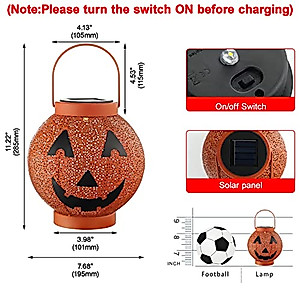 Halloween Pumpkin Hanging Solar Lights - 𝟮𝟬𝟮𝟯 𝗡𝗲𝘄𝗲𝘀𝘁 Retro Outdoor Waterproof Halloween Spooky Hanging Lights with Handle for Outdoor, Tree Decor, Garden or Yard, Outside Entryway, Porch
