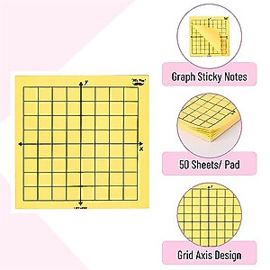 Mr. Pen- Graph Paper Sticky Notes, 6 Pads, 3x3 Inch, Bright Colors, Graph Sticky Notes, Math Graph Paper, Graphing Sticky Notes, Grid Sticky Notes, Grid Notepad, Mini Graph Paper